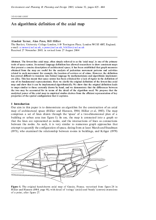 (PDF) DOI:10.1068/b31097 An algorithmic definition of the axial map