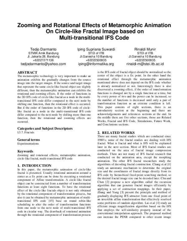 (PDF) Zooming and Rotational Effects of Metamorphic Animation On Circle-like Fractal Image based ...