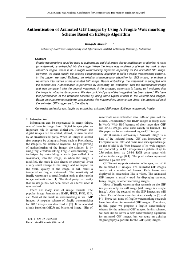 (PDF) Authentication of Animated GIF Images by Using A Fragile ...