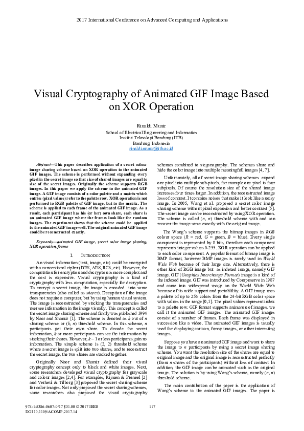 (PDF) Visual Cryptography of Animated GIF Image Based on XOR Operation
