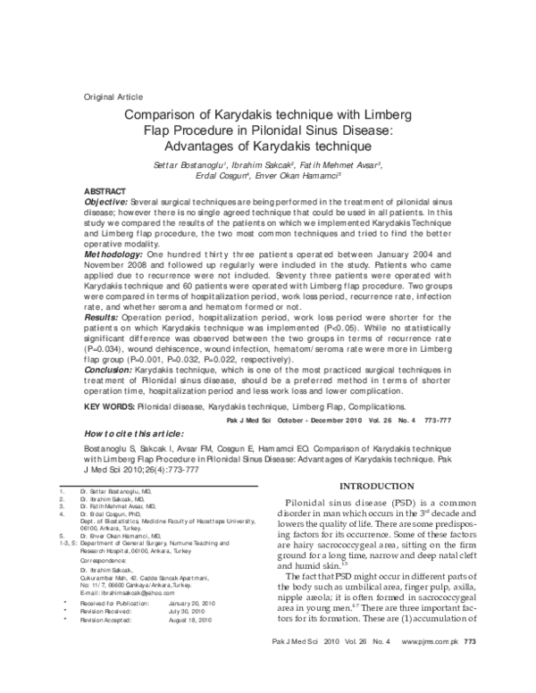 (PDF) Comparison of Karydakis technique with Limberg Flap Procedure in ...