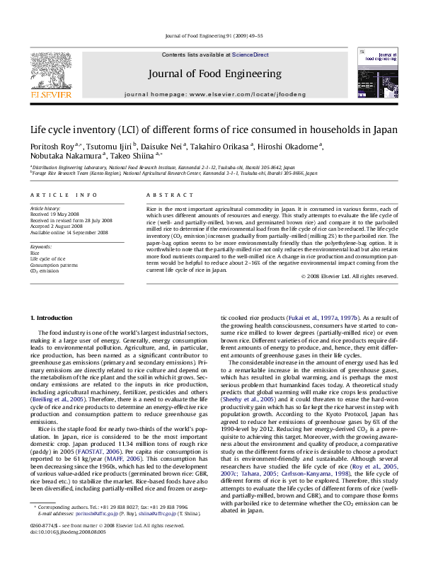 (PDF) Life cycle inventory (LCI) of different forms of rice consumed in ...