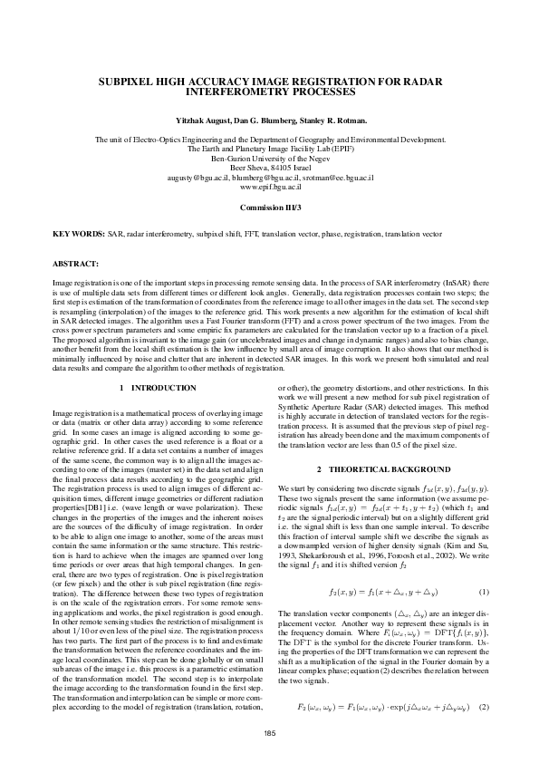 (PDF) Subpixel High Accuracy Image Registration for Radar Interferometry Processes | Dan G ...