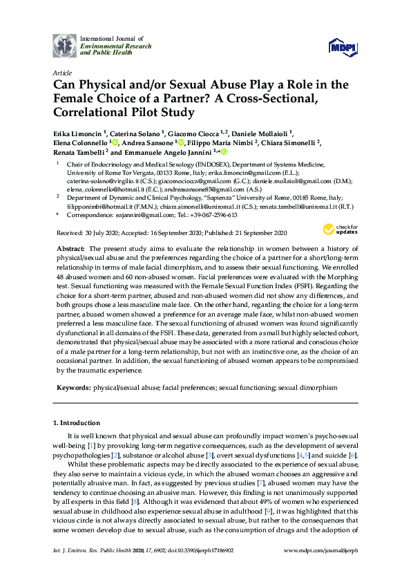 (PDF) Can Physical and/or Sexual Abuse Play a Role in the Female Choice ...