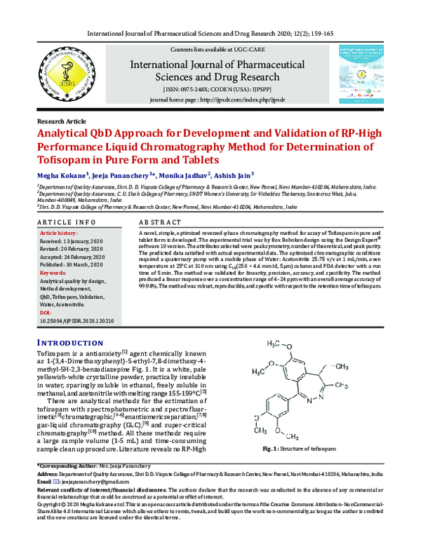 (PDF) Analytical QbD Approach for Development and Validation of RP-High Performance Liquid ...