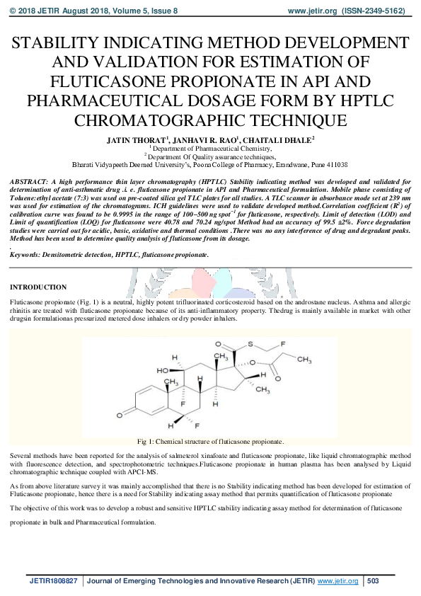 (PDF) Stability Indicating Method Development and Validation for Estimation of Fluticasone ...