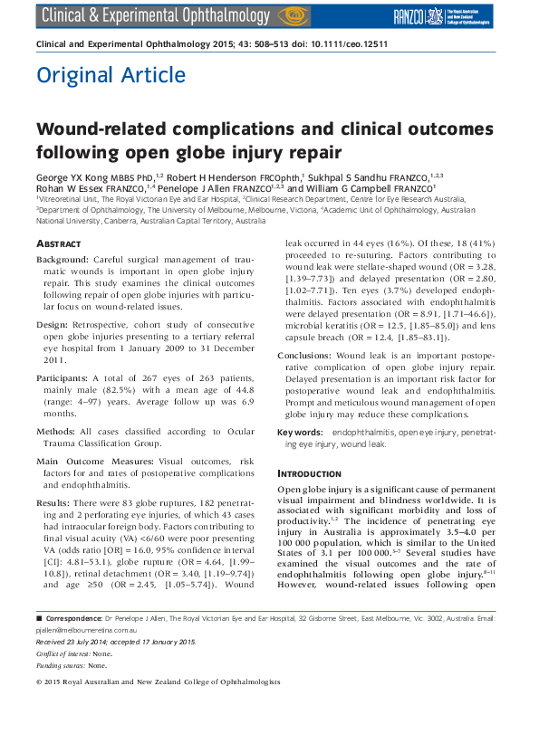(PDF) Wound-related complications and clinical outcomes following open ...