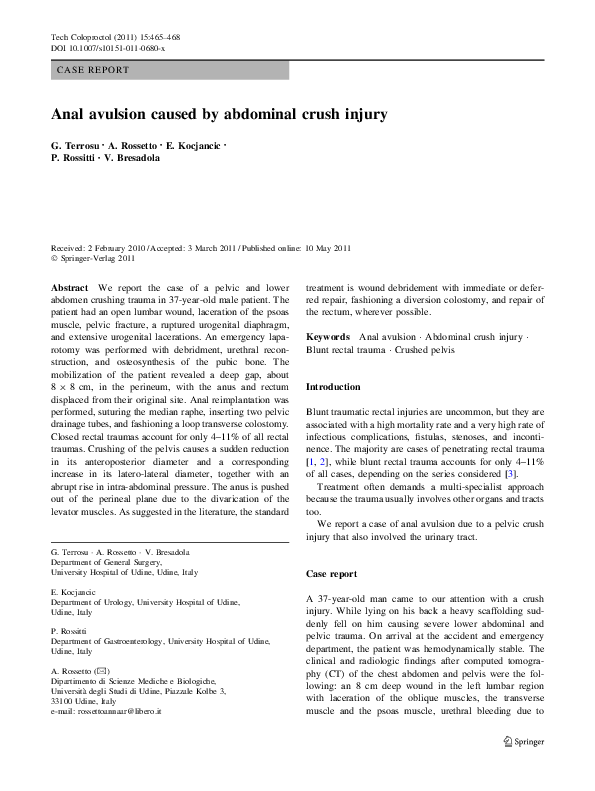 (PDF) Anal avulsion caused by abdominal crush injury