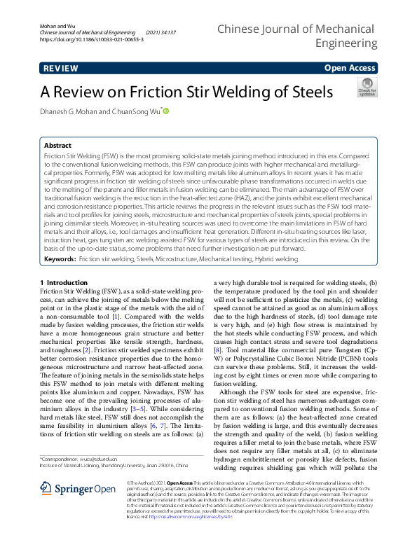 (PDF) A Review on Friction Stir Welding of Steels