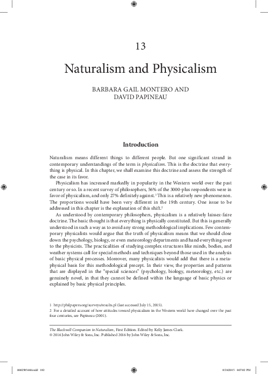 (PDF) Naturalism and Physicalism