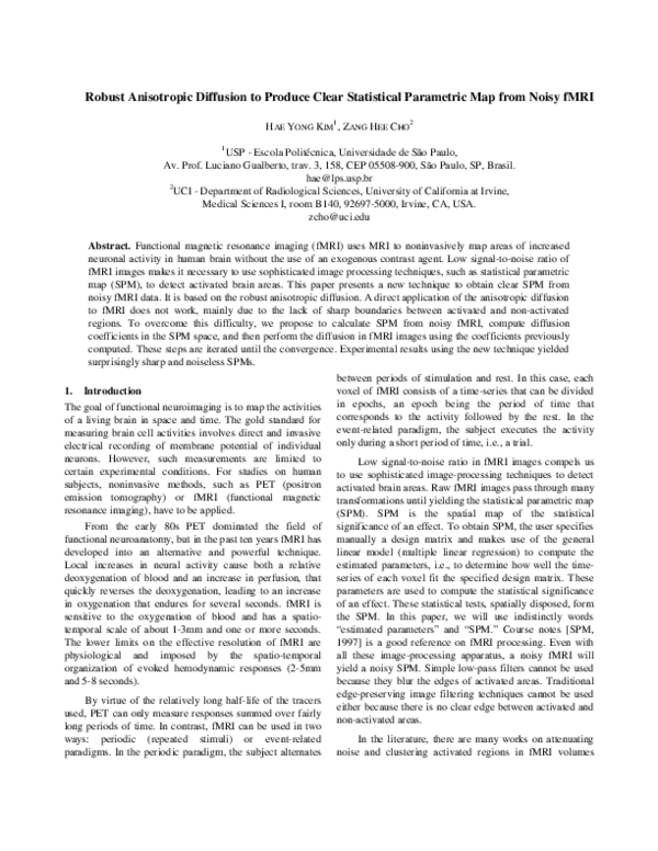 (PDF) Robust Anisotropic Diffusion to Produce Clear Statistical Parametric Map from Noisy fMRI ...
