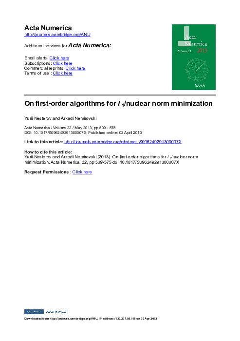 Pdf 1 Nuclear Norm Minimization