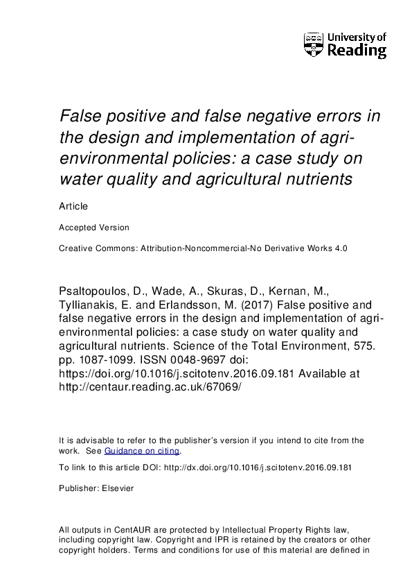 (PDF) False positive and false negative errors in the design and implementation of agri ...