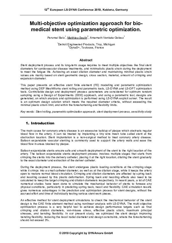 (PDF) Multi-objective optimization approach for bio- medical stent ...
