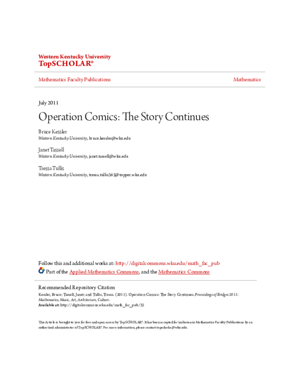 (PDF) Operation Comics: The Story Continues