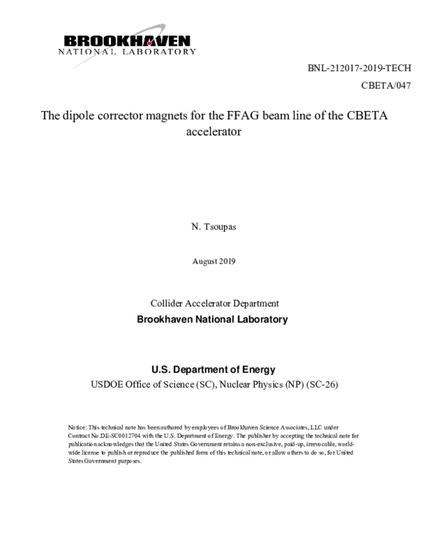 (PDF) The dipole corrector magnets for the FFAG beam line of the CBETA ...