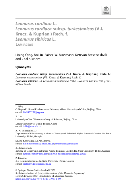 (PDF) Leonurus cardiaca L. Leonurus cardiaca subsp. turkestanicus (V.I ...