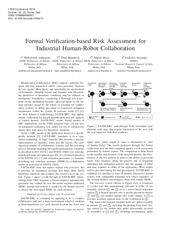 (PDF) Formal Verification-based Risk Assessment for Industrial Human ...