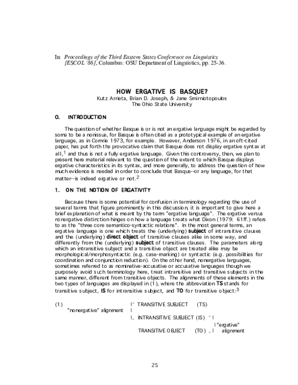 (PDF) How Ergative Is Basque