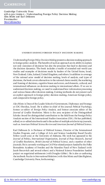 (PDF) Understanding Foreign Policy Decision Making