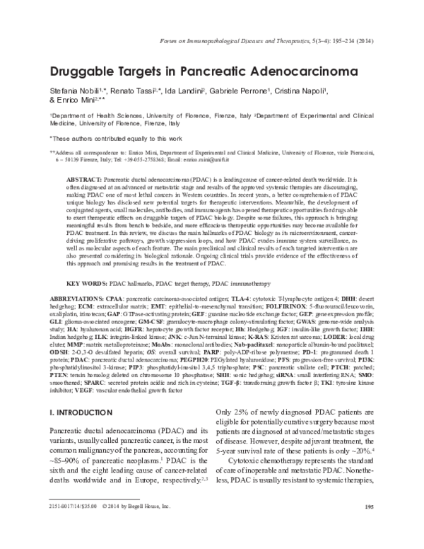 (PDF) Druggable Targets in Pancreatic Adenocarcinoma