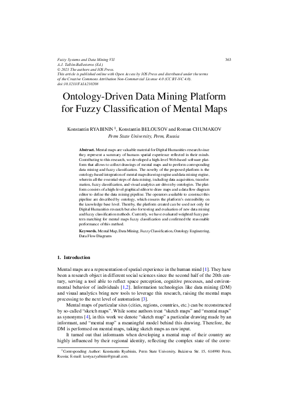Ontology-Driven Data Mining Platform for Fuzzy Classification of Mental Maps