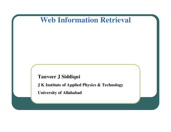(PDF) Web Information Retrieval