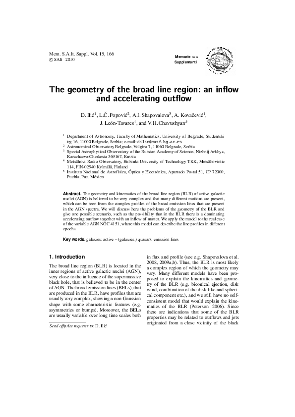 (PDF) The geometry of the broad line region: an inflow and accelerating ...