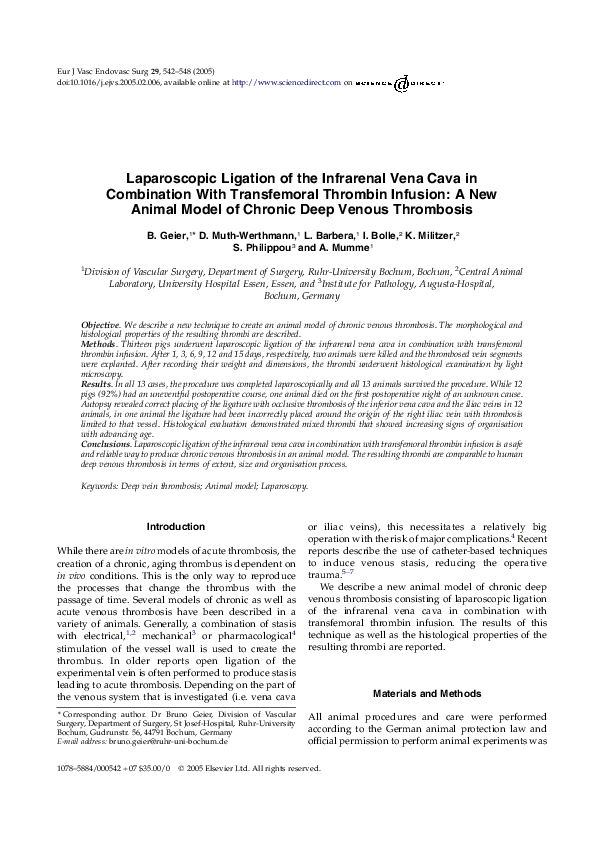 (PDF) Laparoscopic Ligation of the Infrarenal Vena Cava in Combination ...
