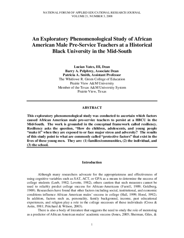 (PDF) An Exploratory Phenomenological Study of African
