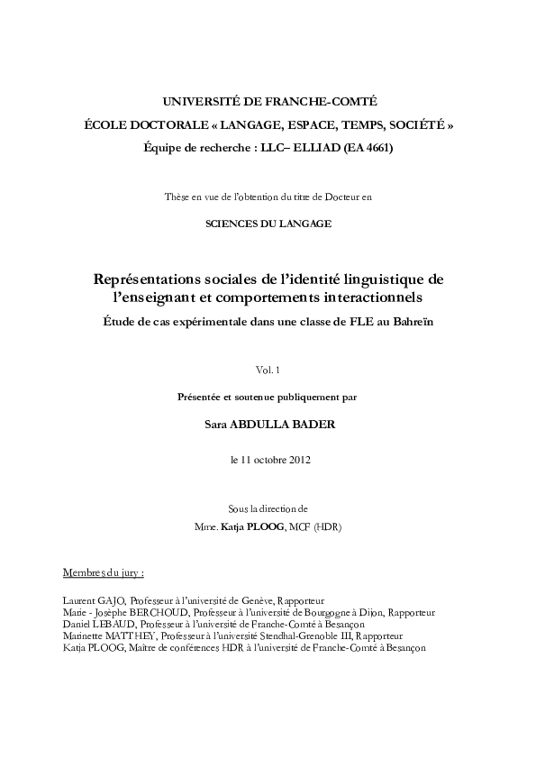 (PDF) Représentations sociales de l'identité linguistique de l ...