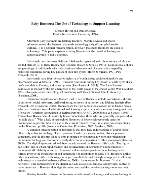 (PDF) Baby Boomers: The Use of Technology to Support Learning