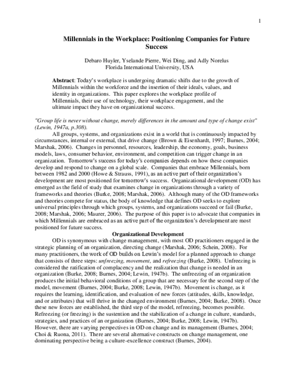 (PDF) Millennials in the Workplace