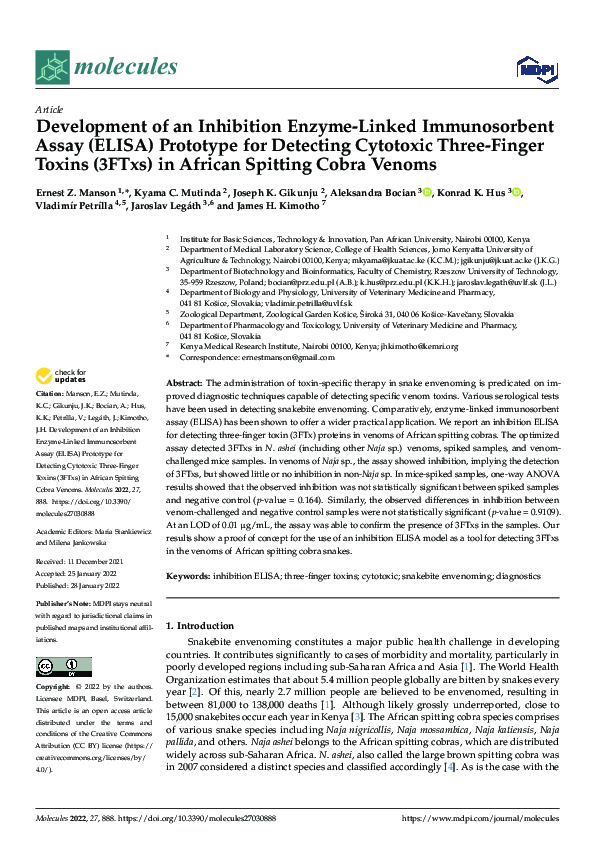 (PDF) Development of an Inhibition Enzyme-Linked Immunosorbent Assay ...