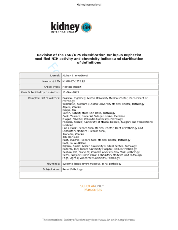 (PDF) Revision of the International Society of Nephrology/Renal ...