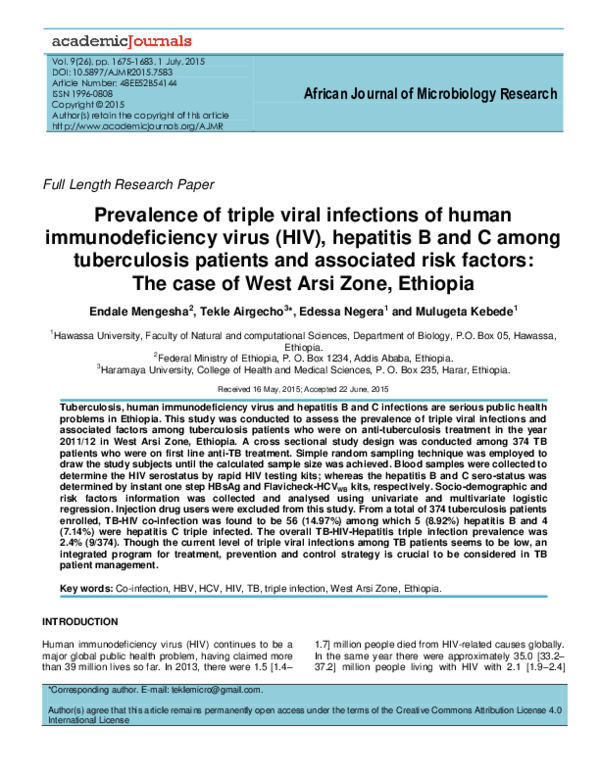 (PDF) Prevalence of triple viral infections of human immunodeficiency ...