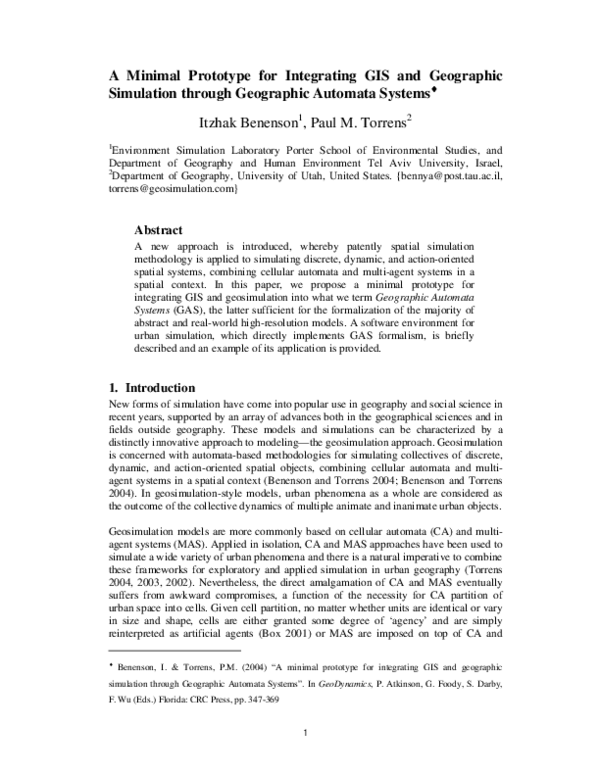 (PDF) A Minimal Prototype for Integrating GIS and Geographic Simulation through Geographic ...