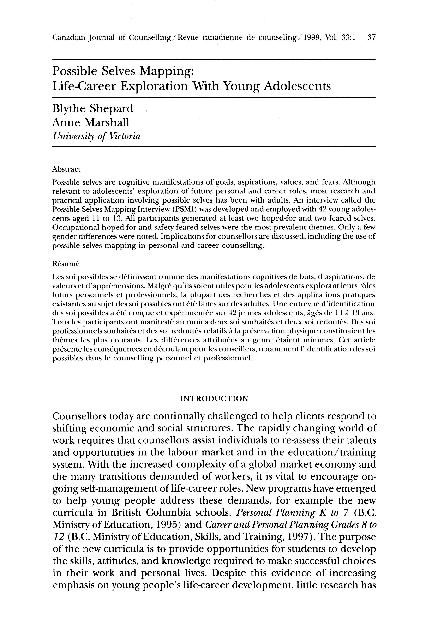 (PDF) Possible Selves Mapping: Life-Career Exploration With Young Adolescents Blythe Shepard ...