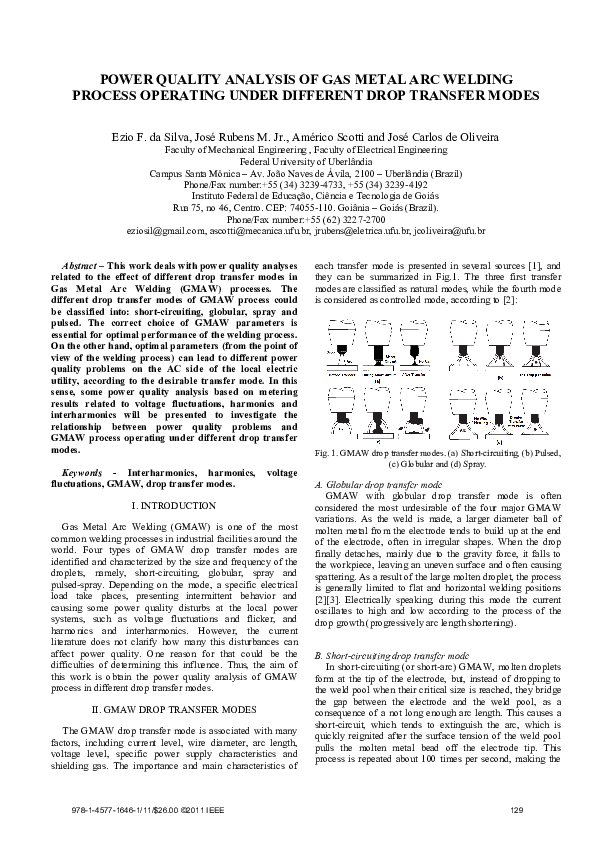 (PDF) Power quality analysis of gas metal ARC welding process operating ...