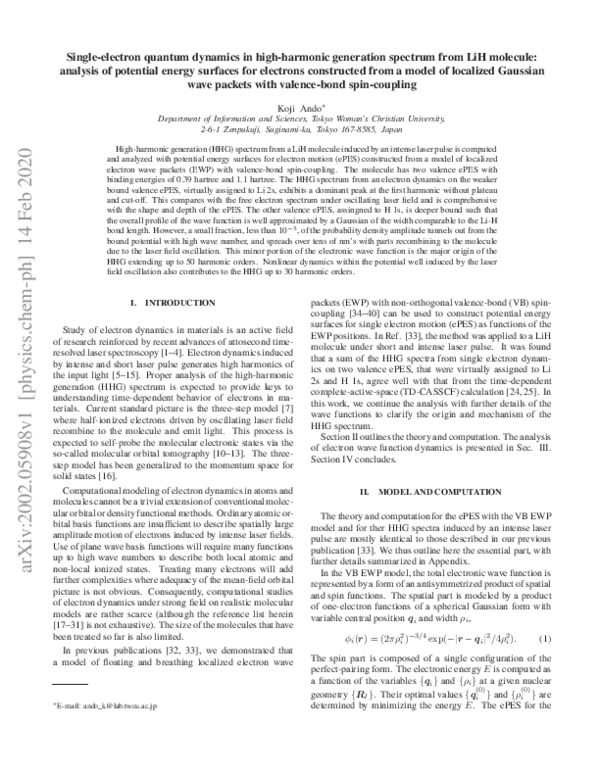 (PDF) Single-electron quantum dynamics in high-harmonic generation spectrum from LiH molecule ...