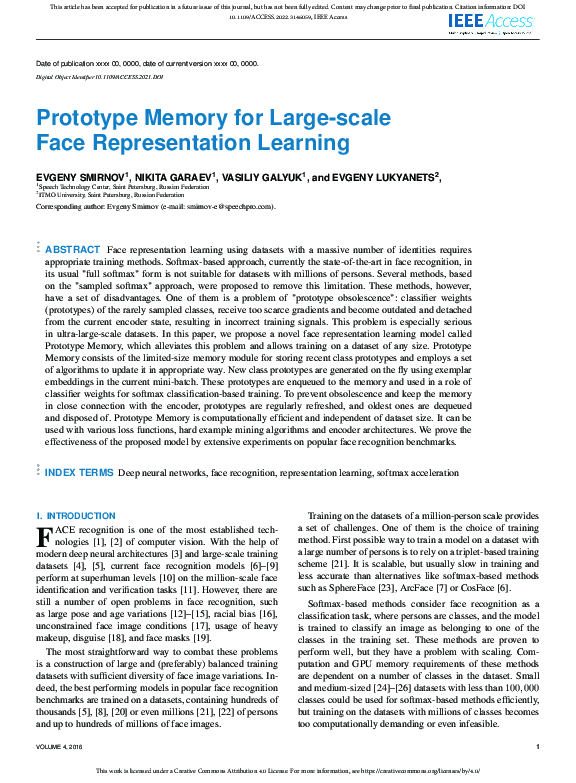 (PDF) Prototype Memory for Large-scale Face Representation Learning