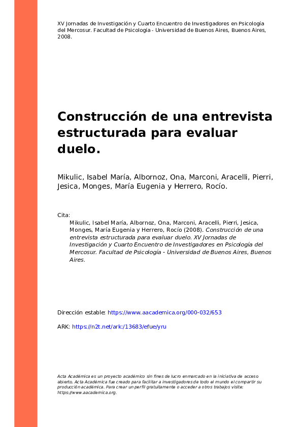 (PDF) Construcción De Una Entrevista Estructurada Para Evaluar Duelo
