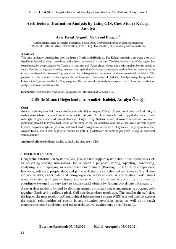 (PDF) Architectural Evaluation Analysis by Using GIS, Case Study ...
