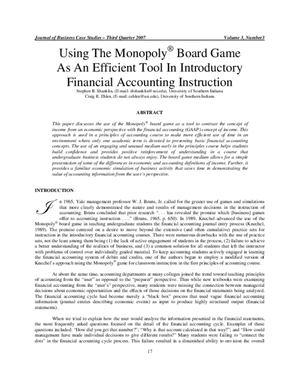 (PDF) Using The Monopoly Board Game As An Efficient Tool In ...