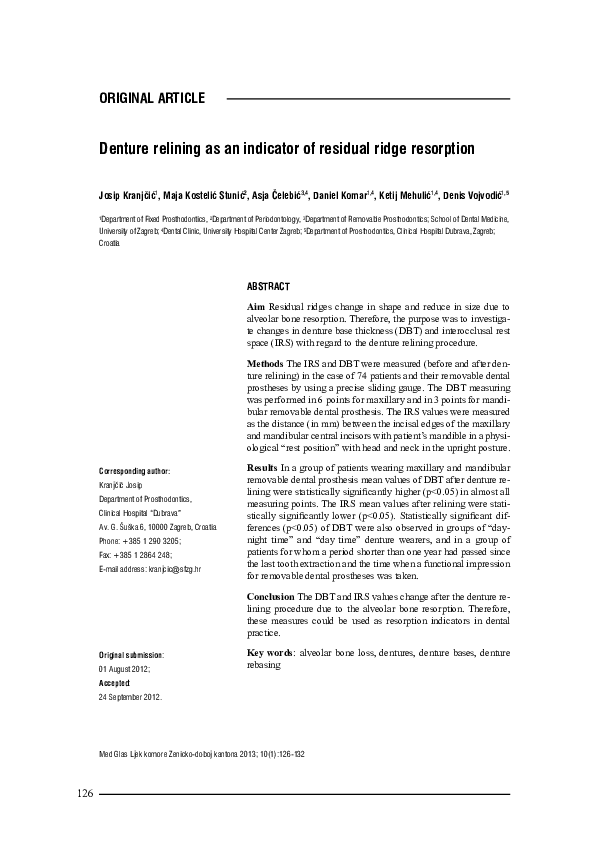 (PDF) Denture relining as an indicator of residual ridge resorption