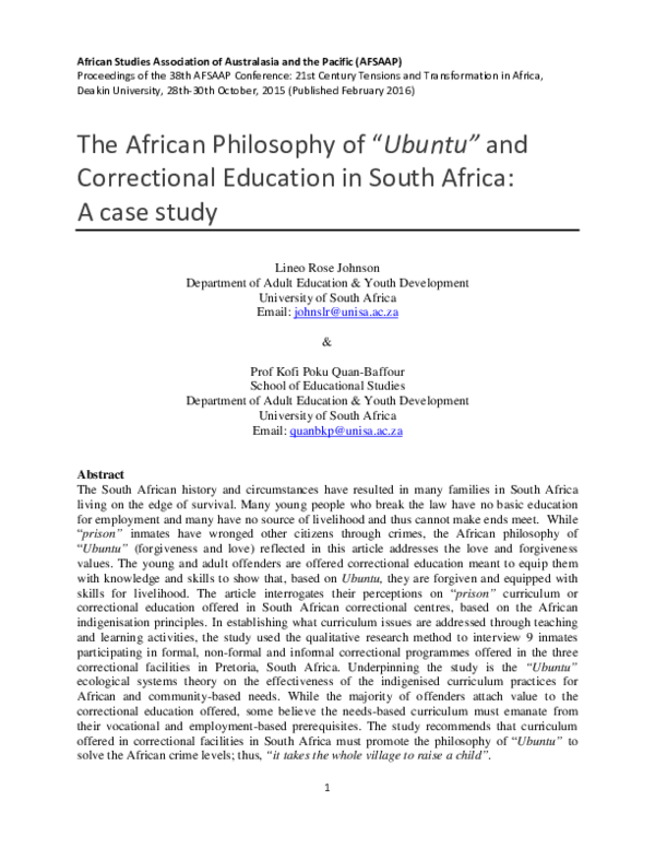 (PDF) African Studies Association of Australasia and the Pacific (AFSAAP) The African Philosophy ...