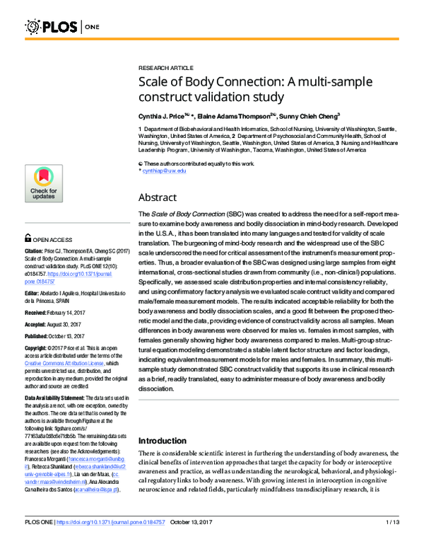 (PDF) Scale of Body Connection: A multi-sample construct validation study