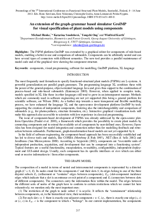 (PDF) An extension of the graph-grammar based simulator GroIMP for ...