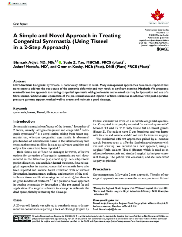 (PDF) Minimally Invasive Treatment of Congenital Symmastia