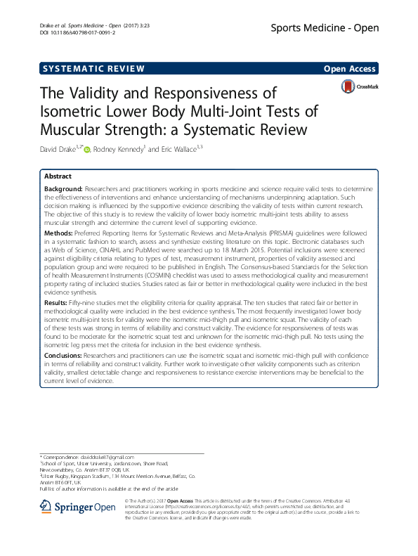 (PDF) The Validity and Responsiveness of Isometric Lower Body Multi ...